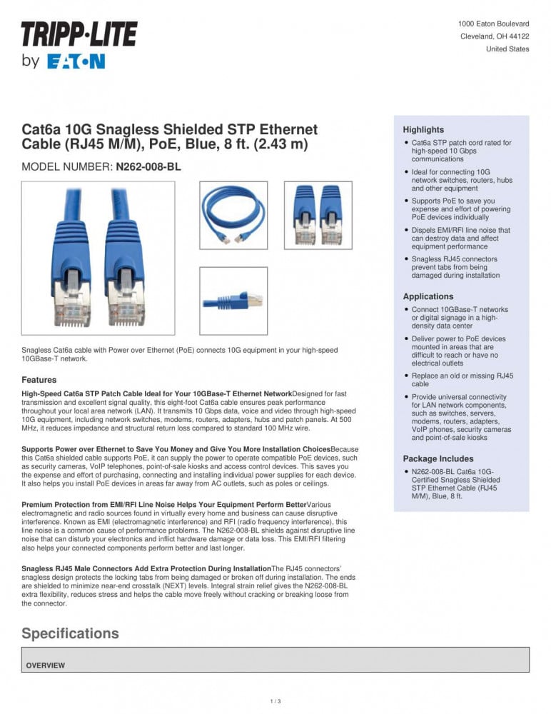 N262-008-BL technical document page 1