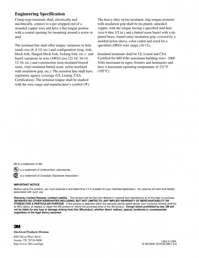 3M 123-8S-NB technical document page 2