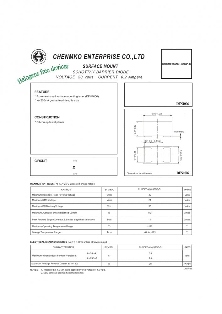 CHSDEBAN4-30GP-S datasheet page 1