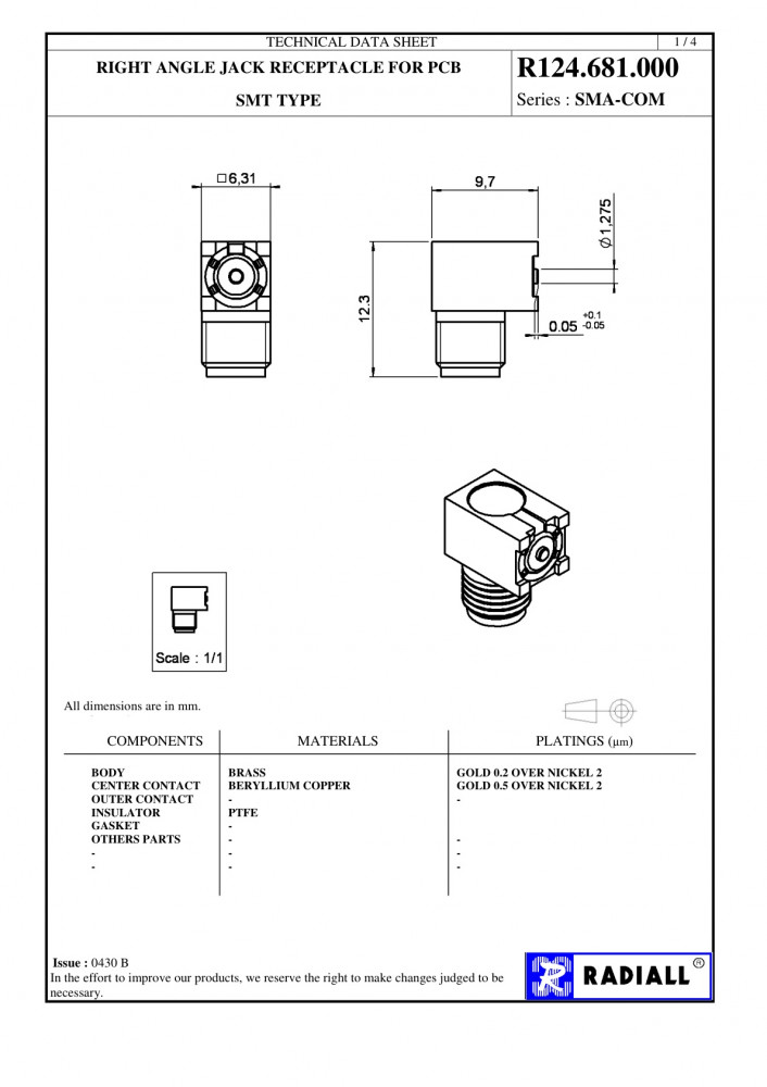 Radiall R124.681.000 technical document page 1