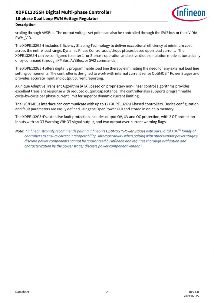 XDPE132G5HG000XUMA1 technical document page 2