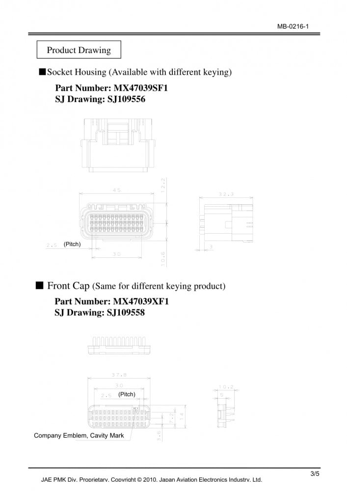 JAE MX47 Series document page 3