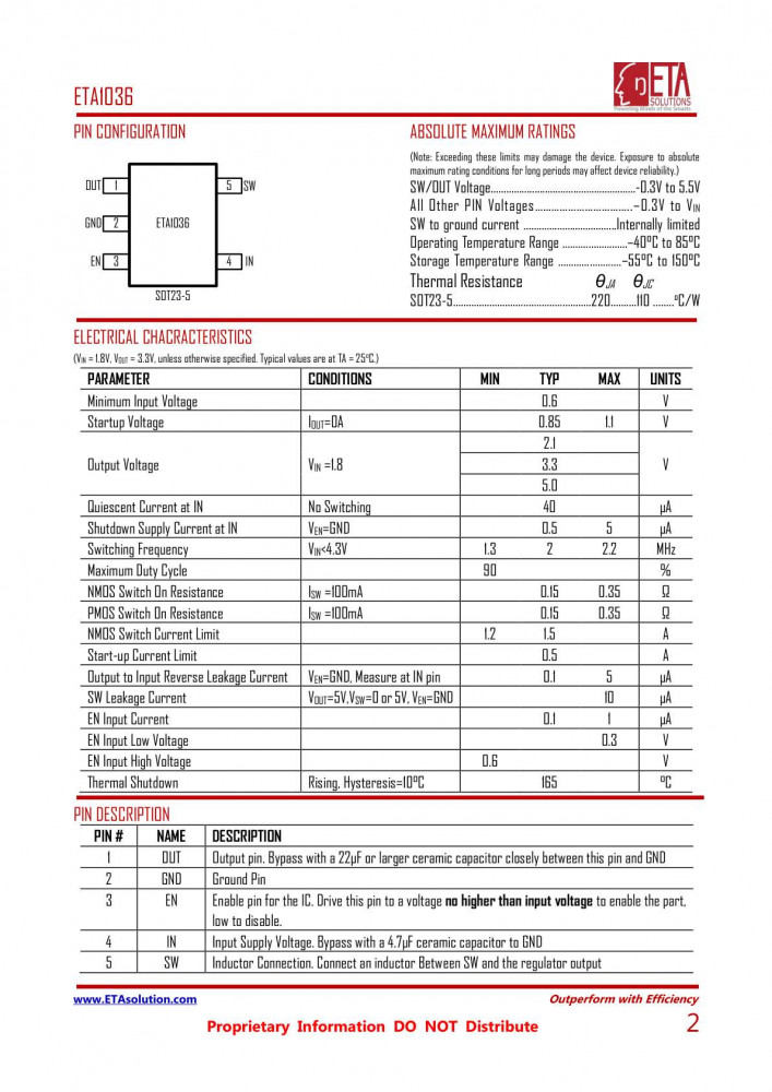 ETA1036 datasheet page 2