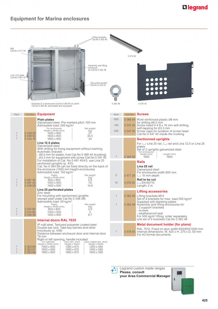 Legrand catalogue page image for enclosure accessories