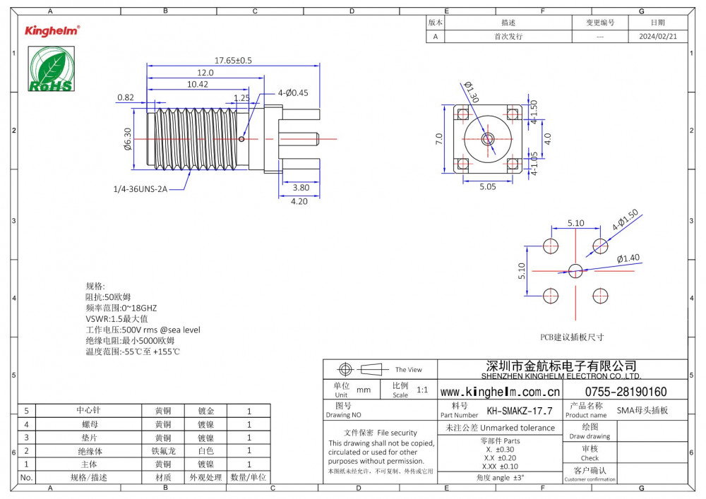 Kinghelm KH-SMAKZ-17.7 official drawing and specification page