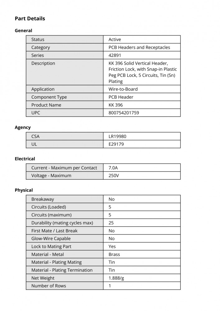 Technical document page 2 for MOLEX 26606050