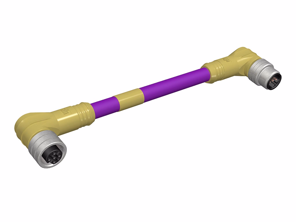 Ultra-Lock (M12) Double-Ended Cordset, 3 Poles, Female (90°) to Male (90°), 22 AWG, PVC Cable, 1.0m (3.28') Length