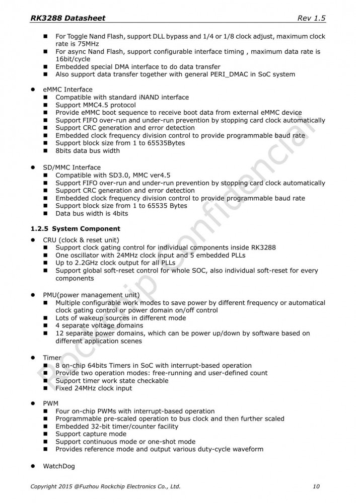 RK3288 datasheet page 10