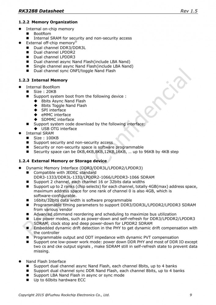 RK3288 datasheet page 9