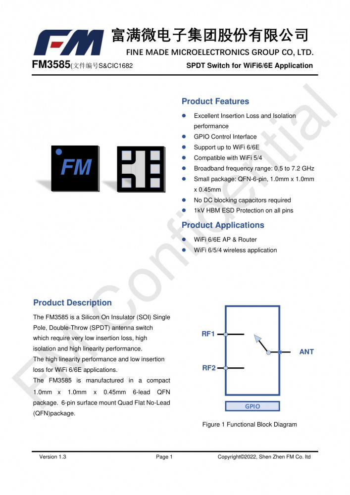 FM3585 datasheet page 1