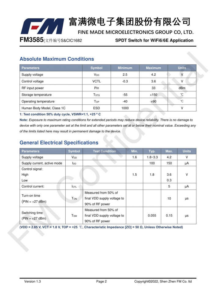 FM3585 datasheet page 2