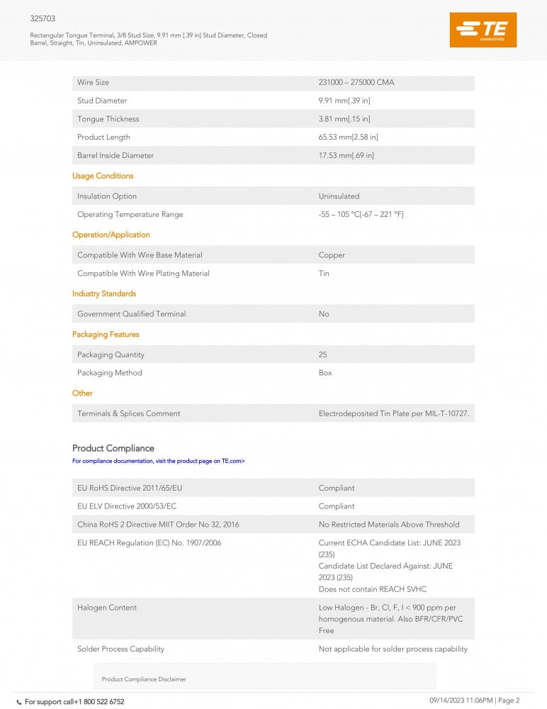 TE Connectivity 325703 document page 2