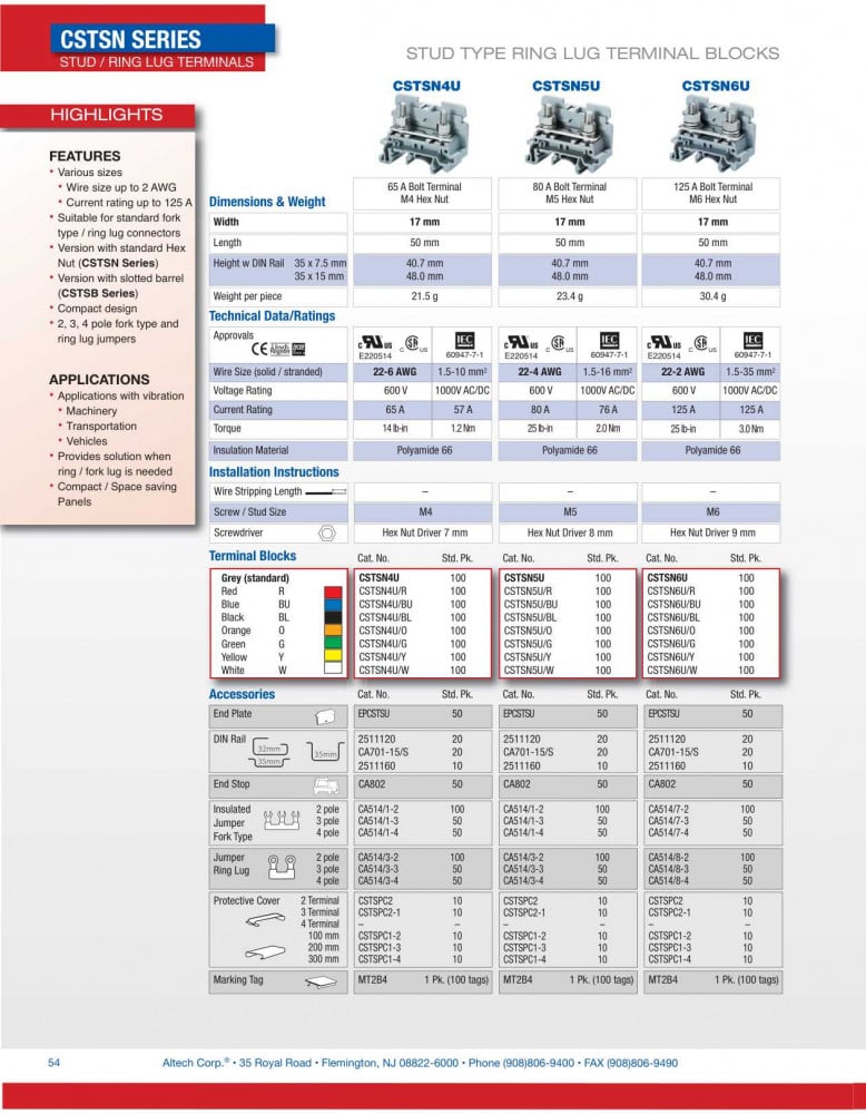 Altech CSTSN4U technical document preview