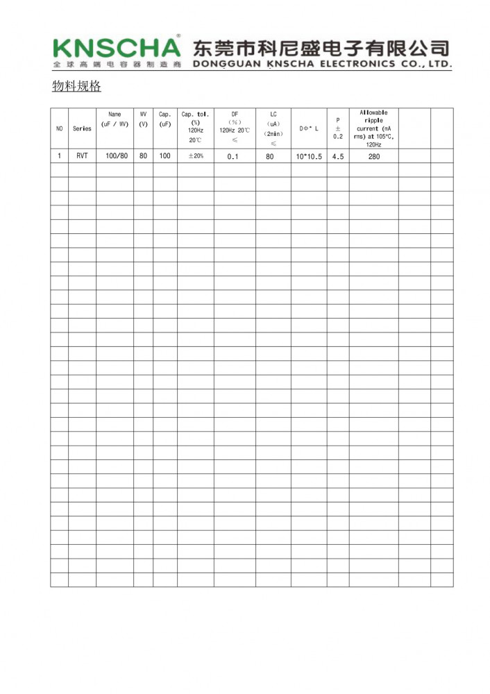KNSCHA RVT specification page 2