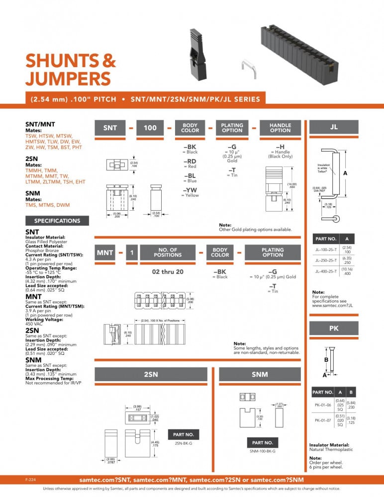 Samtec SNT series technical document page 1
