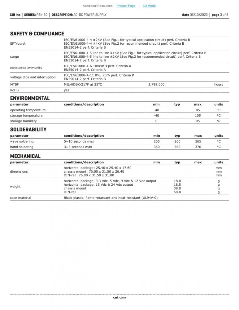 PSK-3D datasheet page 3