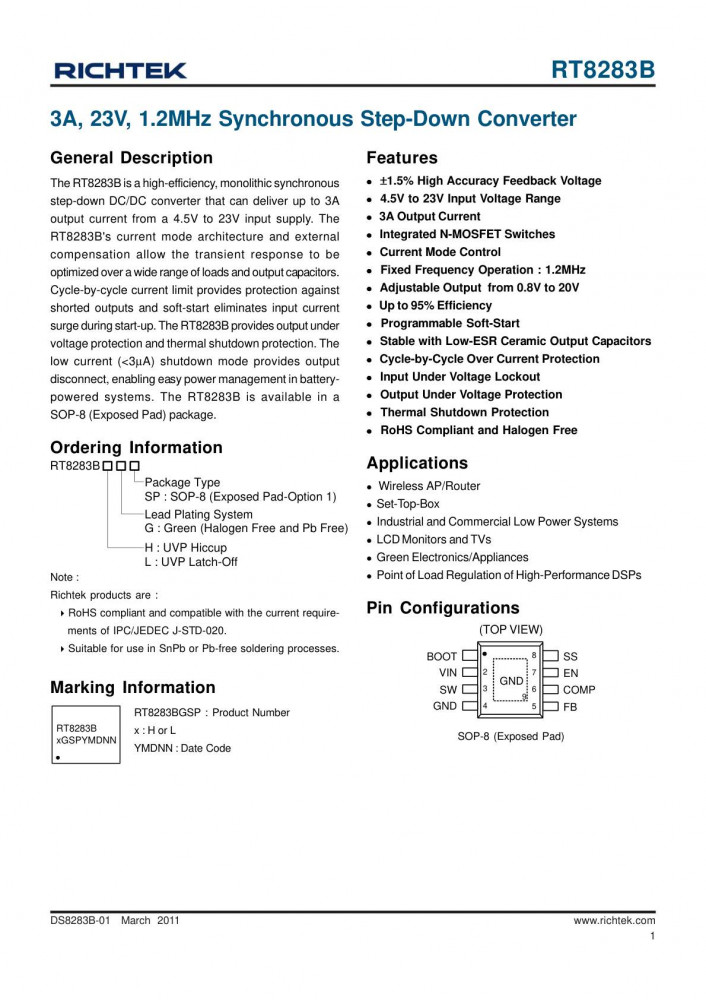 RT8283B datasheet page 1