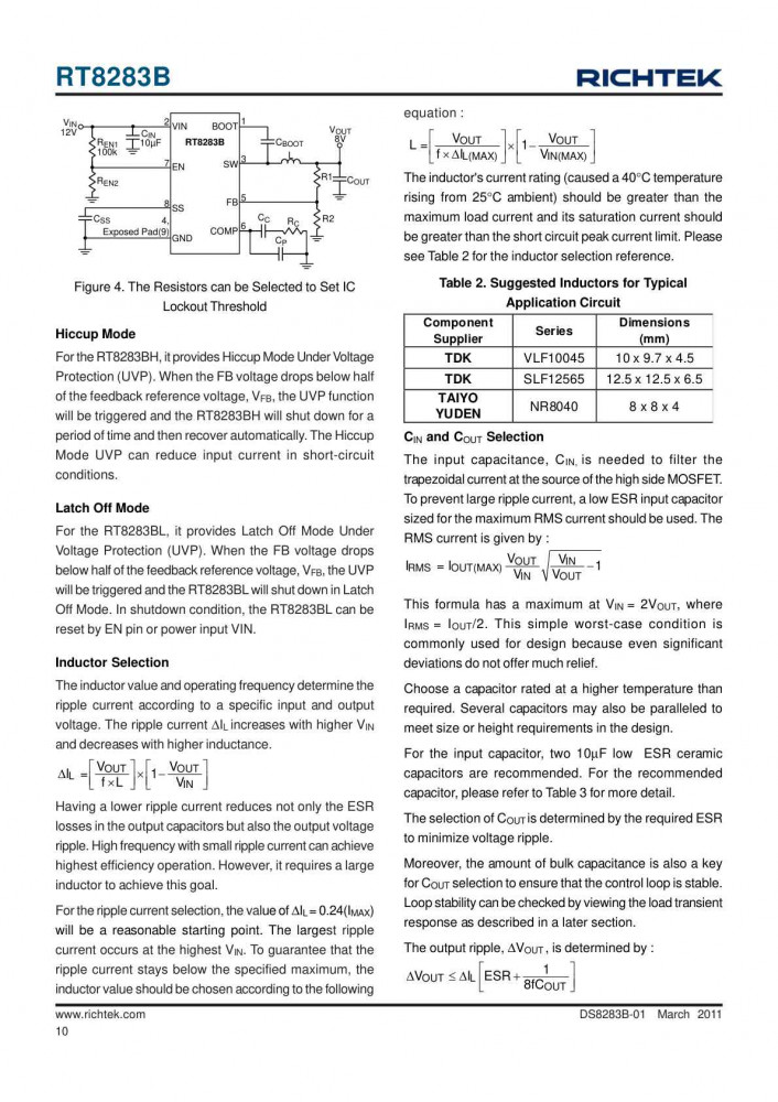 RT8283B datasheet page 10