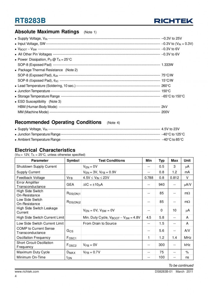 RT8283B datasheet page 4