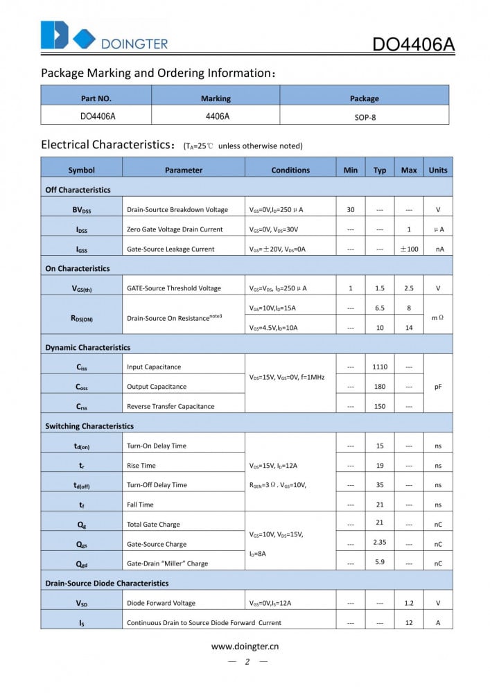DO4406A datasheet page 2
