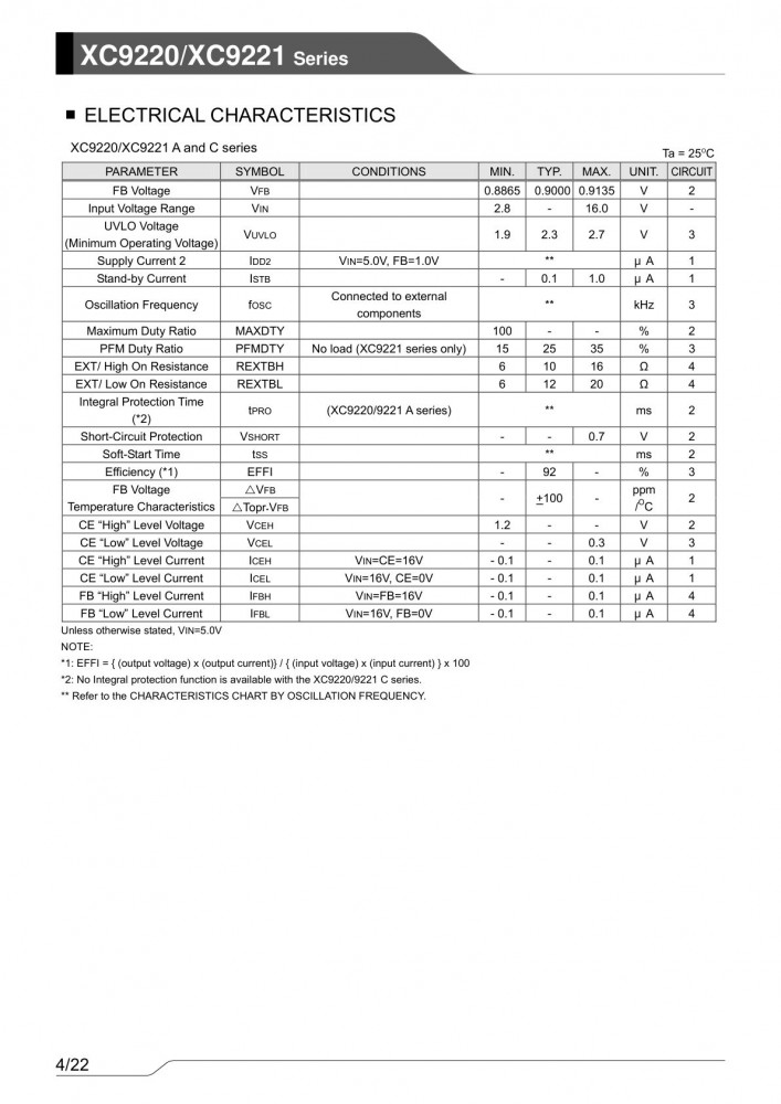 XC9220D093MR-G datasheet page 4