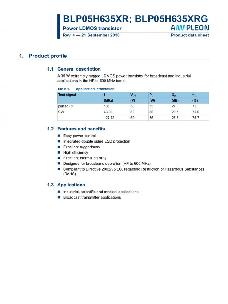 BLP05H635XRGY datasheet page 1