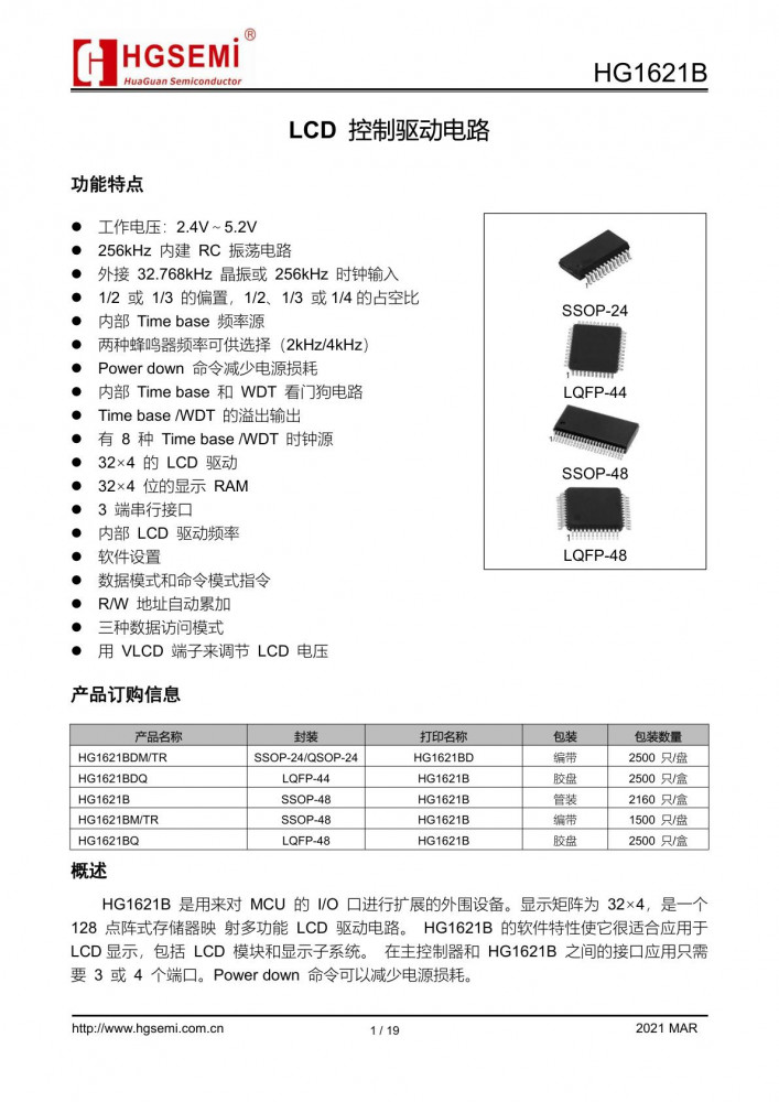 HG1621B datasheet page 1