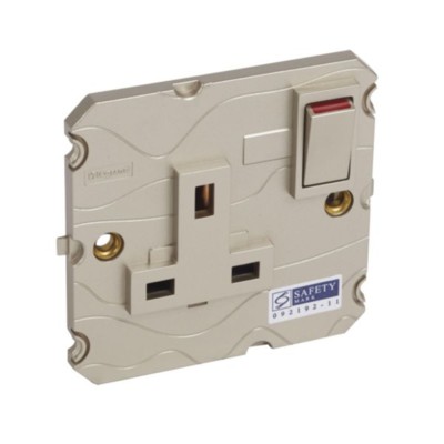 Arteor - Single pole socket 2P+E switched 1 gang 13A 250V~ BS 1363-2 - Shuttered child safety - Flush-mounted titanium for sale