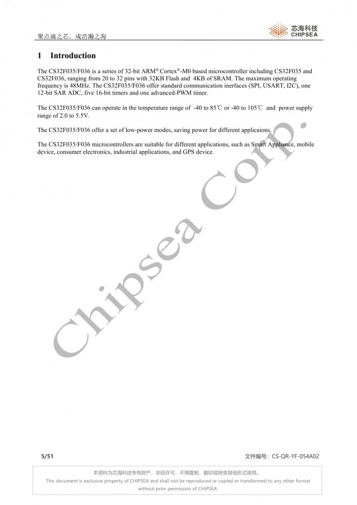 CHIPSEA CS32F035/F036 datasheet page 5