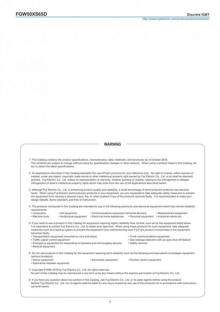 FGW50XS65D technical document page 7