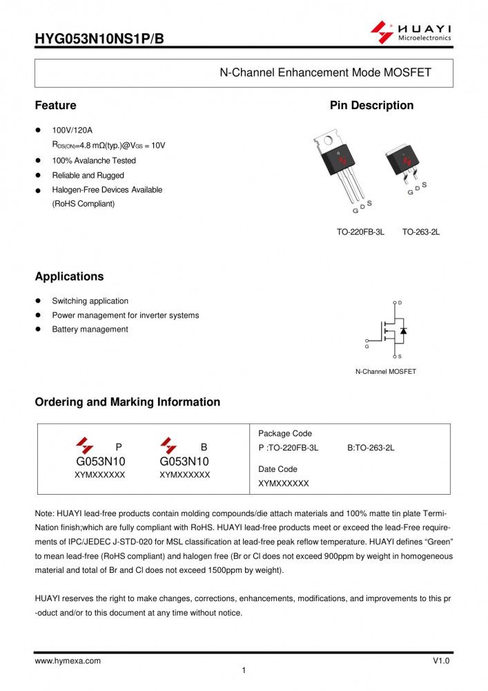 HYG053N10NS1B datasheet page 1
