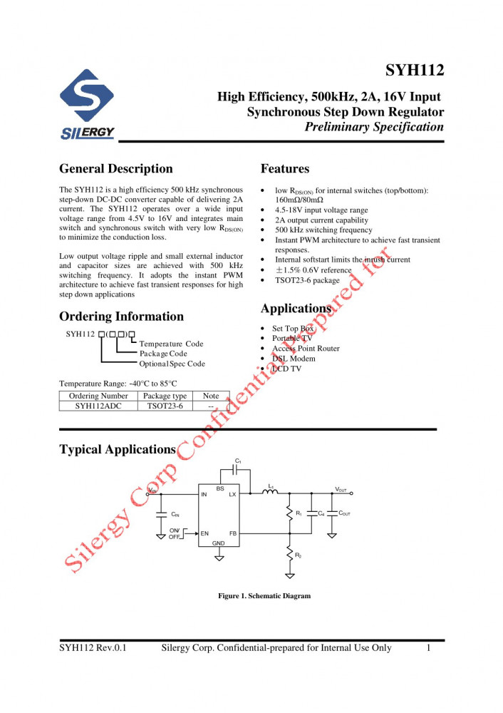 SYH112ADC datasheet page 1