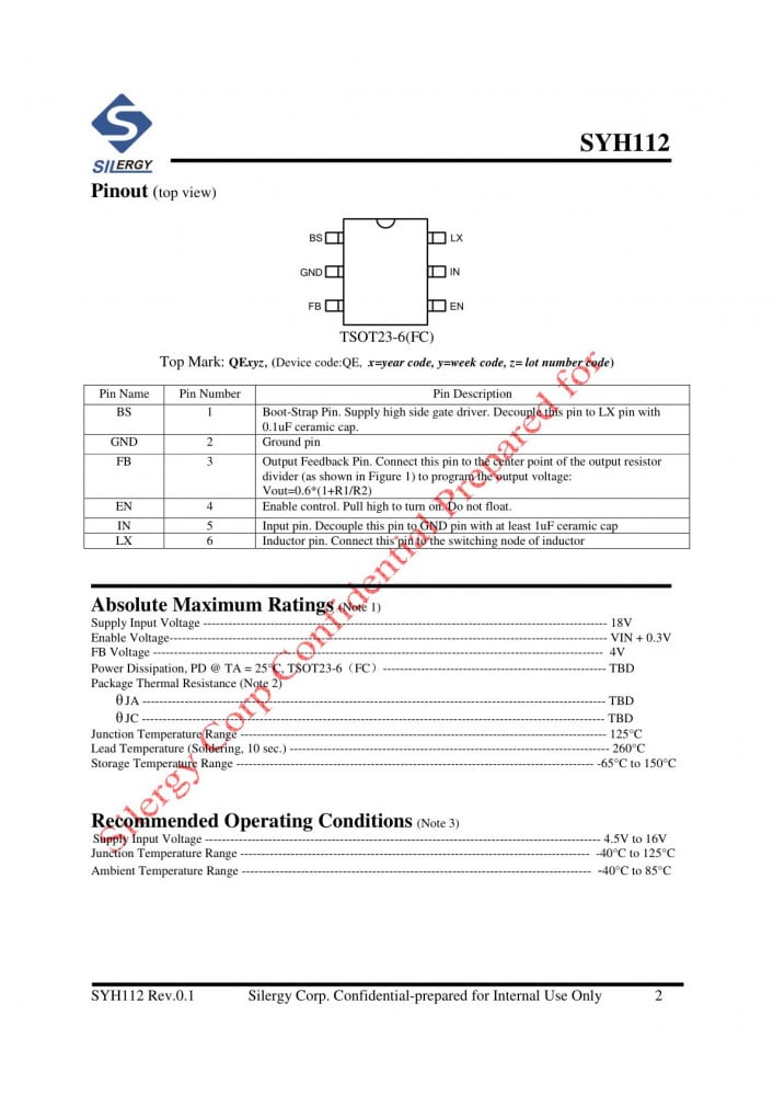 SYH112ADC datasheet page 2
