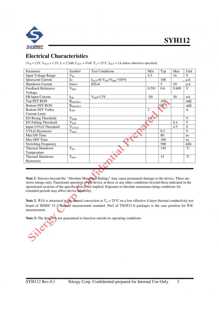 SYH112ADC datasheet page 3