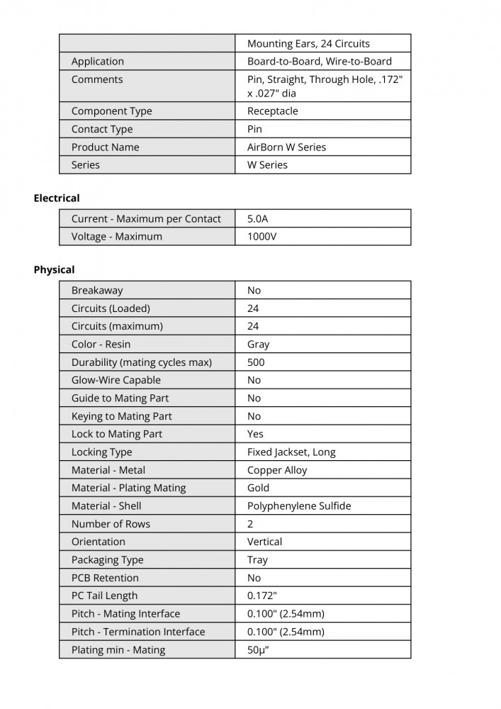 WTA24PD11JL technical document page 2