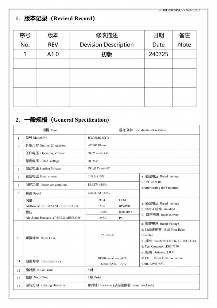 JC8038B24SC2 approval sheet page 2