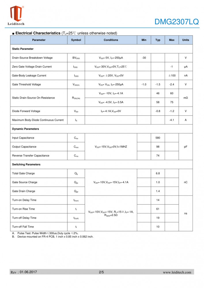 DMG2307LQ datasheet page 2