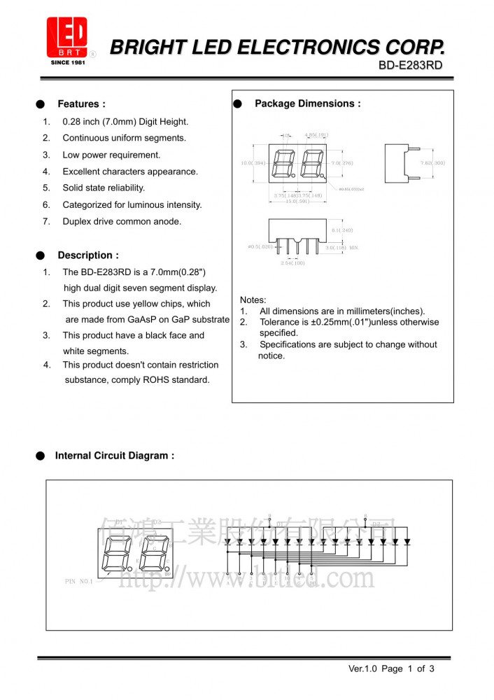 BD-E283RD datasheet page 1