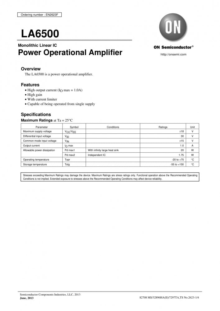 LA6500-E datasheet page 1