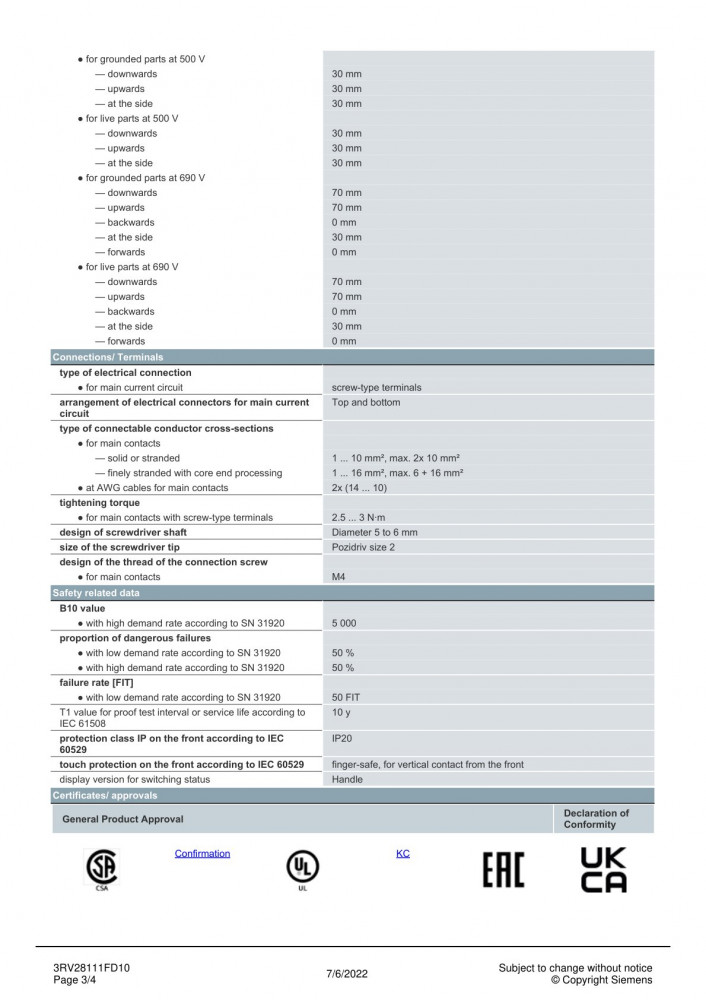 3RV28111FD10 technical document page 3