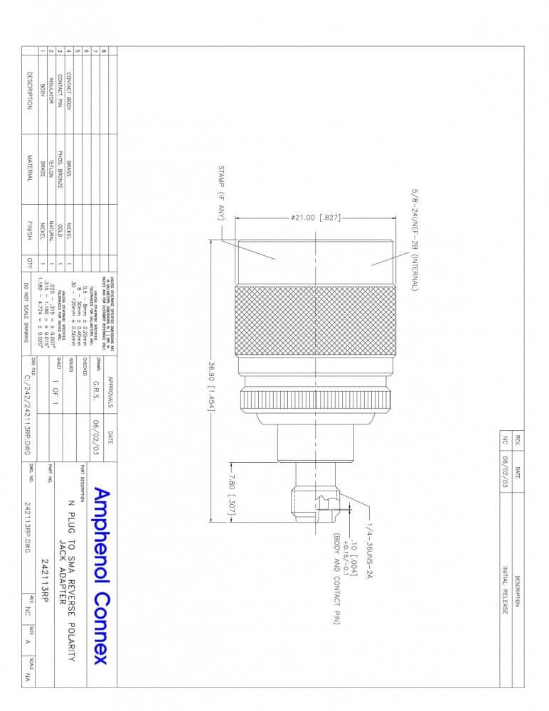 Amphenol 242113RP technical drawing