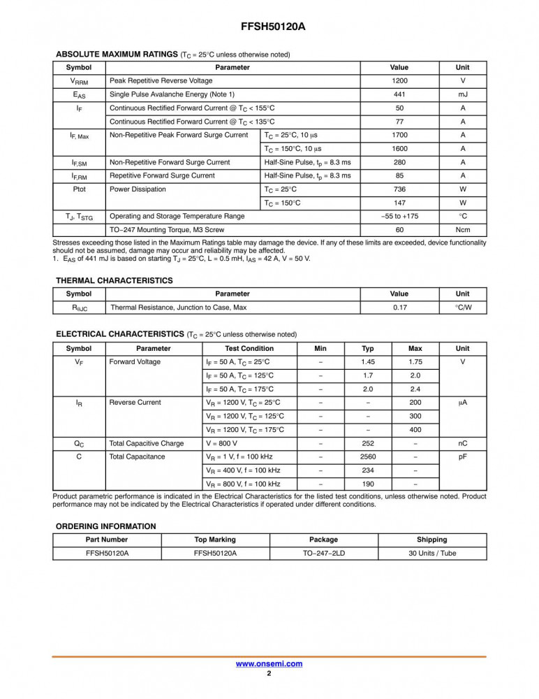 FFSH50120A datasheet page 2