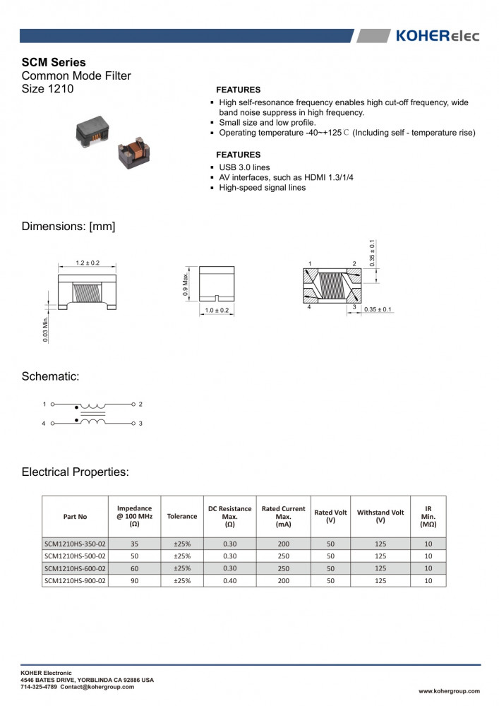 SCM1210HS series datasheet page 1