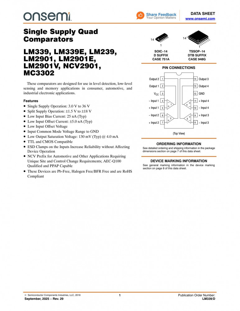 LM339 datasheet page preview 1