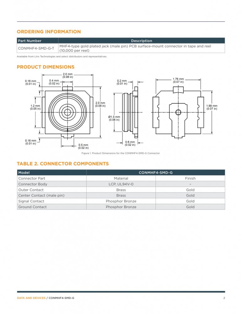 CONMHF4-SMD-G-T technical document page 2