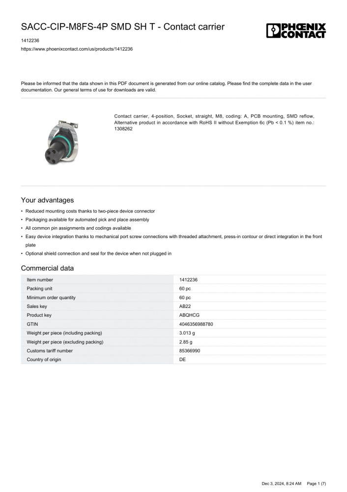 Phoenix Contact 1412236 document page 1