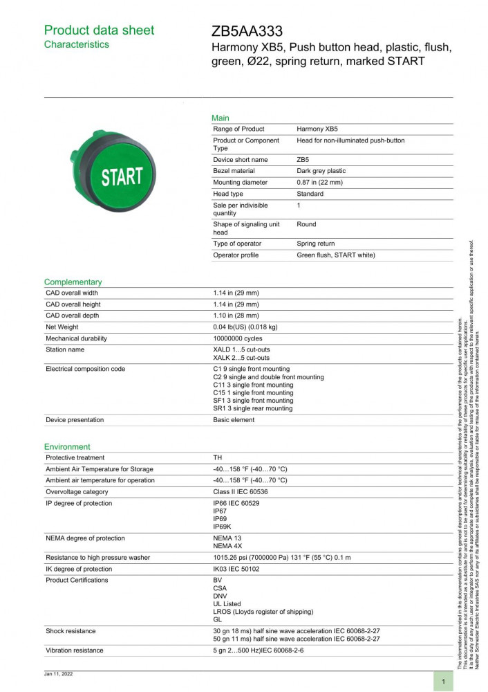 ZB5AA333 technical documentation page 1