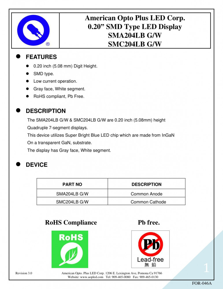 SMA204LB datasheet page 1