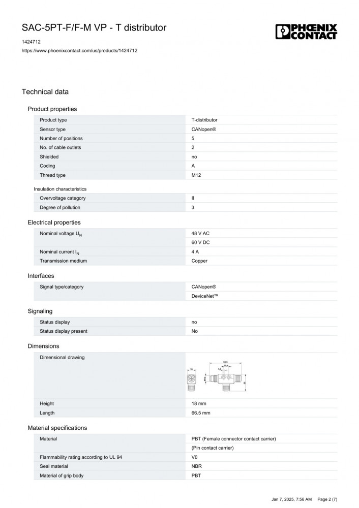 Phoenix Contact 1424712 technical document page 2