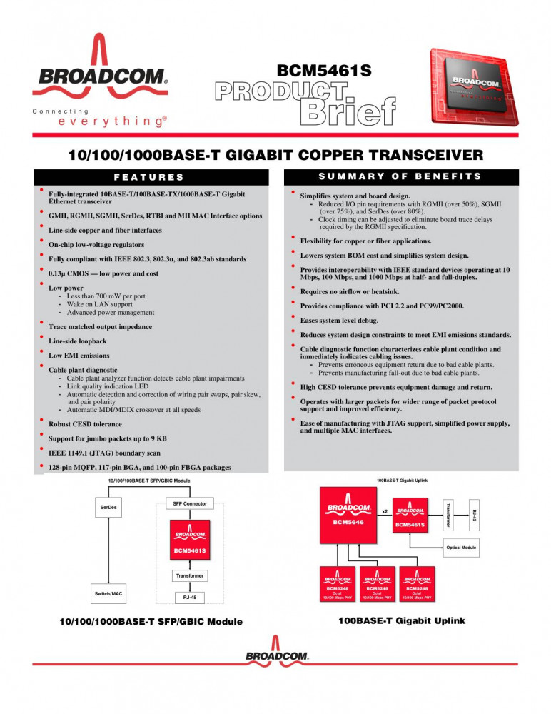 BCM5461S technical document page 1